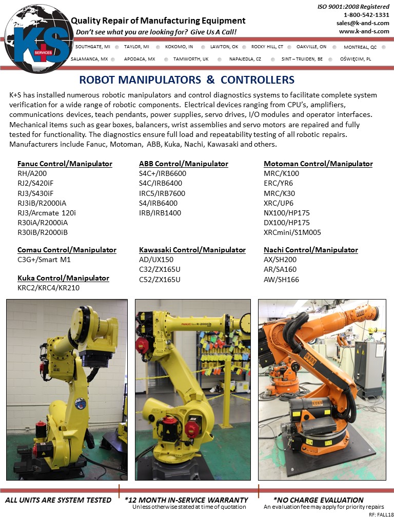 Robot Manipulators & Controllers | K+S Services, Inc.