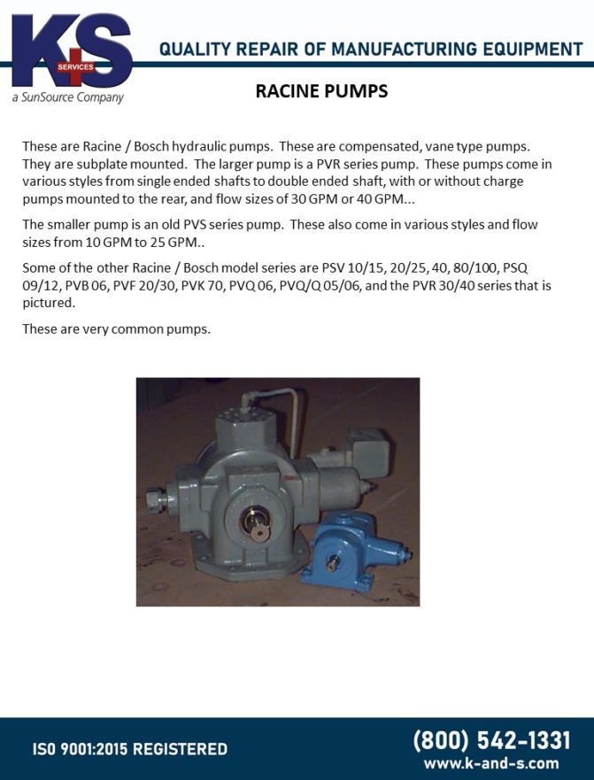 Racine Pumps - K+S Services