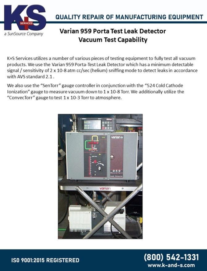 Varian Vacuum Test Capability - K+S Services