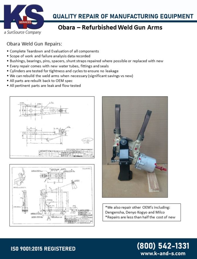 Obara - Refurbished Weld Gun Arms - K+S Services